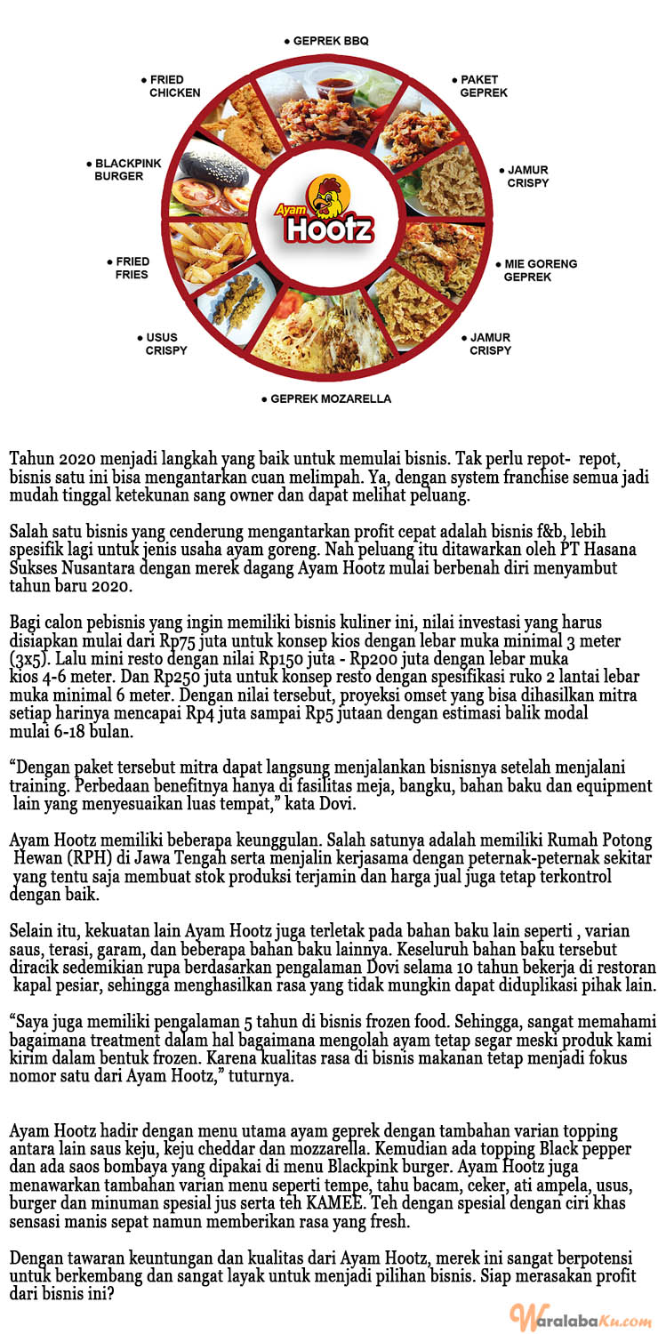 Franchise Ayam Hootz | Peluang Bisnis Ayam Goreng - Waralaba Ku